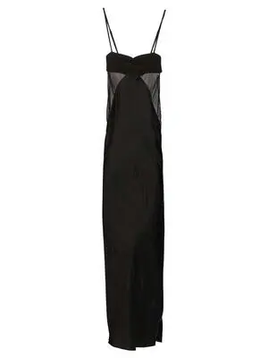 Rick Owens Combo Long Satin Dress - Black