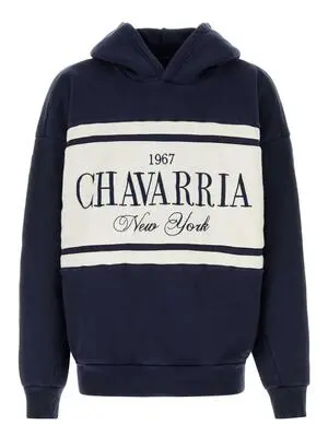 WILLY CHAVARRIA Navy Cotton Oversize Chavarria Stripe Sweatshirt - Blue