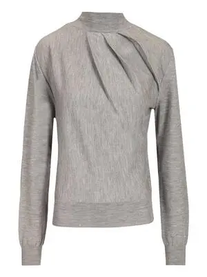Givenchy Draped Wool Blend Turtleneck Sweater - Gray