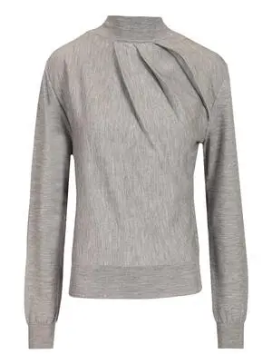 Givenchy Draped Wool Blend Turtleneck Sweater - Gray