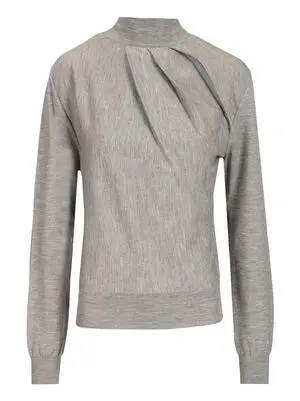 Givenchy Draped Wool Blend Turtleneck Sweater - Gray