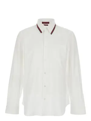 Gucci White Shirt With Web Collar In Cotton For - Multicolor