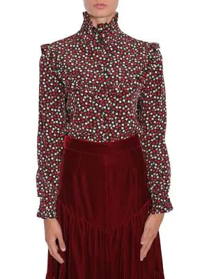Saint Laurent Stand Up Collar Blouse - Black