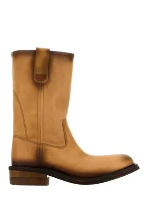 Miu Miu Leather Ankle Boots - Brown