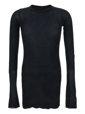 Rick Owens T-shirt With Ribbed Design And Round Neck In Viscose And Silk Blend - Black