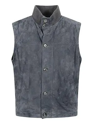 Brioni Brioni Men Suede Leather Padded Vest Multicolor