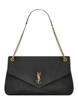 Saint Laurent Calypso Large Bag In Natural Grain Lambskin - Black