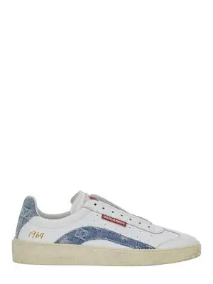 Dsquared2 Leather And Denim Low Top Sneakers - Multicolor
