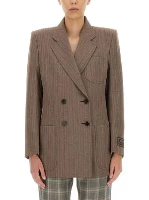 Gucci Herringbone Wool Jacket - Brown
