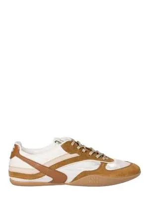 Miu Miu Gymnasium Technical Fabric And Suede Sneakers - Brown