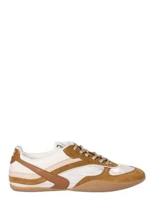 Miu Miu Gymnasium Technical Fabric And Suede Sneakers - Brown
