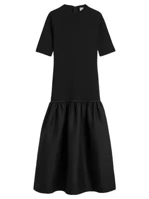 TOTEME TOTÊME Short Sleeve Round Neck Day Dress Black