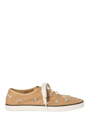 Miu Miu Drill Sneakers With Rhinestones - Cream