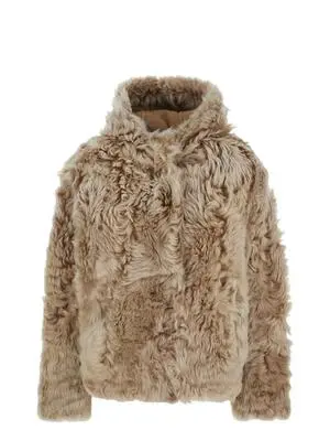YVES SALOMON Fur Coat With Fixed Hood - Multicolor