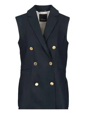 Max Mara Heavy Pure Linen Double-breasted Vest - Blue