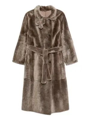 Brunello Cucinelli BRUNELLO CUCINELLI Shearling Belted Coat Cream