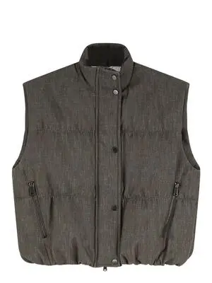 Brunello Cucinelli Sleeveless Twill-denim Padded Down Jacket - Multicolor