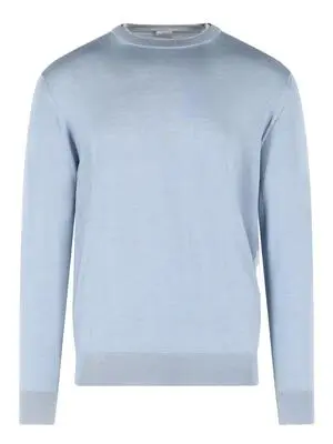 Eleventy Eleventy Light Blue Wool And Silk Yarn Sweater Men Blue