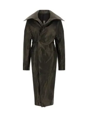 Rick Owens Dracucollar Belted Leather Coat - Black
