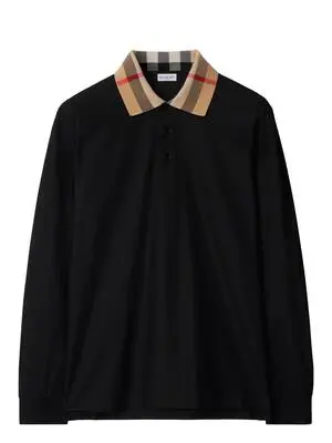 Burberry Check Collar Cotton Polo Shirt - Multicolor