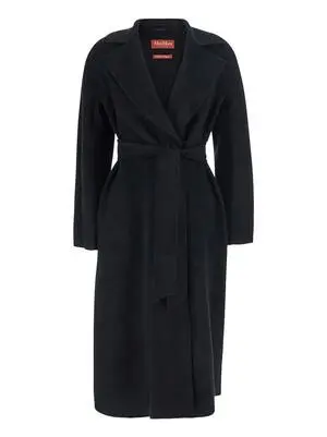 Max Mara Solid Wrap Coat - Black