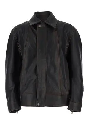 GOLDEN GOOSE GOLDEN GOOSE Leather Aged Effect Jacket Multicolor