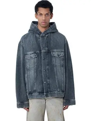 Acne Studios Hooded Denim Jacket - Black