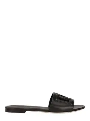 Dolce & Gabbana Calfskin Logo Slides - Black