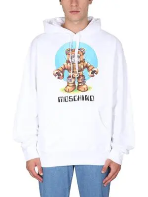 Moschino MOSCHINO Robot Teddy Print Hoodie White