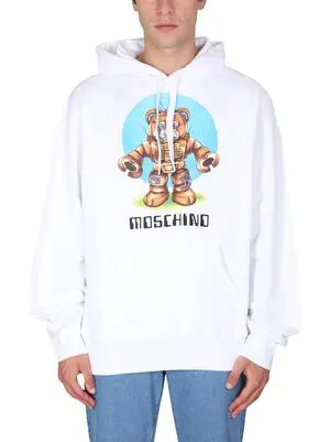 Moschino Robot Teddy Print Hoodie - White