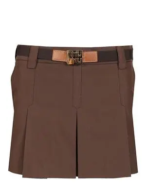 Miu Miu Gabardine Mini Skirt - Brown