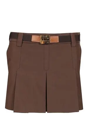 Miu Miu Gabardine Mini Skirt - Brown