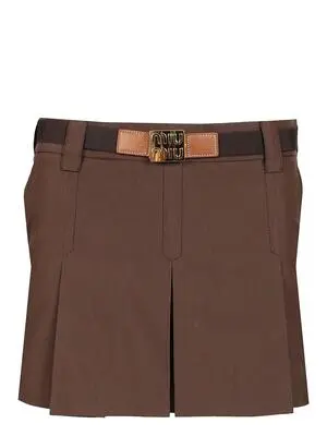 Miu Miu Gabardine Mini Skirt - Brown