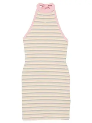 AMIRI AMIRI Halterneck Striped Mini Knit Dress