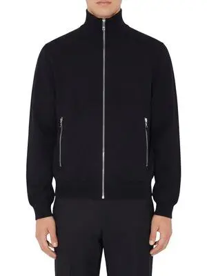 Prada Wool Zip Up Sweater - Black