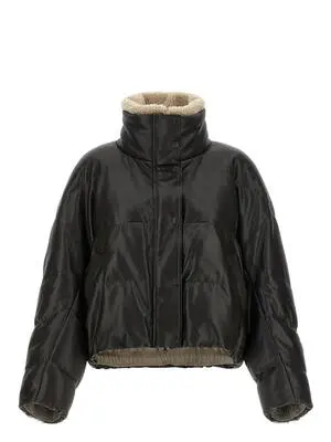 Brunello Cucinelli Quilted Lambskin Leather Jacket - Brown
