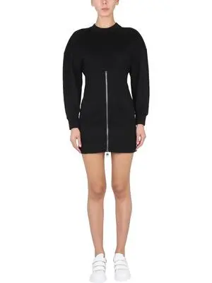 Alexander McQueen Cocoon Sleeve Zip-up Mini Dress - Black