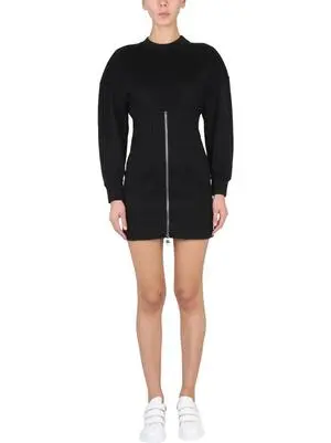 Alexander McQueen Cocoon Sleeve Zip-up Mini Dress - Black