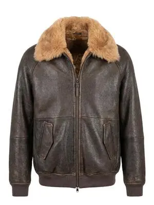 Brunello Cucinelli Shearling Bomber Jacket - Brown