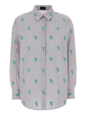Etro Embroidered Poplin Shirt - Multicolor