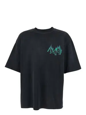 Amiri Amiri Men Black T-Shirt With Logo Lettering Print On Front And Back In Men's Cotton Multicolor