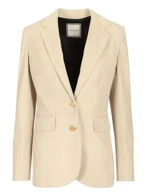 Tagliatore Suede Single-breasted Blazer - Cream