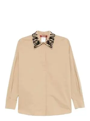 Max Mara MAX MARA Cotton Blend Bead-Embellished Collar Shirt Multicolor
