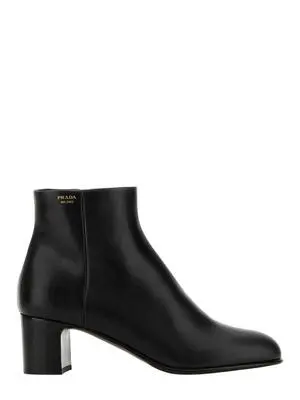 Prada Leather Ankle Boots - Black