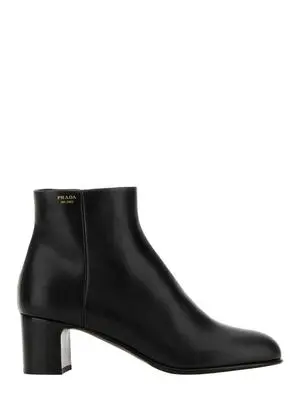Prada Leather Ankle Boots - Black