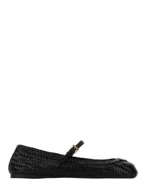 Prada Woven Leather Ballerinas - Black