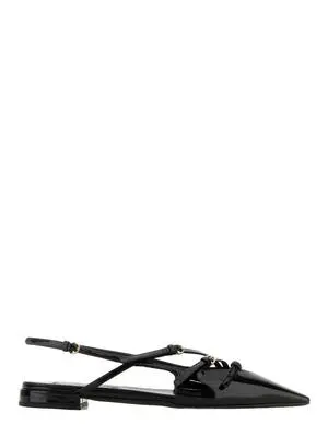 Miu Miu Patent Leather Slingback Flats - Black