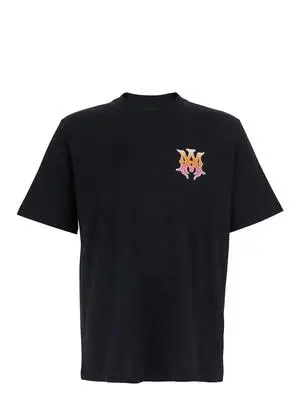 Amiri Black Crew Neck T-shirt With Print Detail On The Front And Maxi Print On The Back In Cotton For - Multicolor