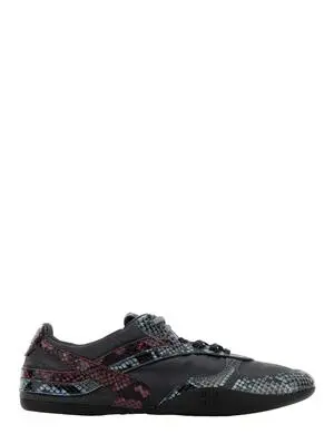 Miu Miu Nylon And Python Print Leather Sneakers - Gray
