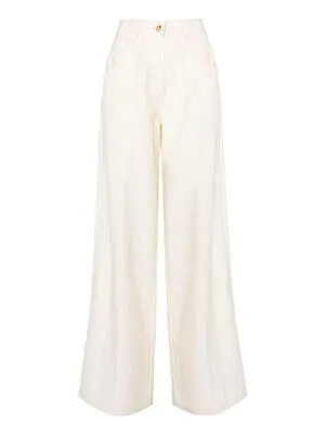 FORTE_FORTE Viscose And Cotton Twill Trousers - White
